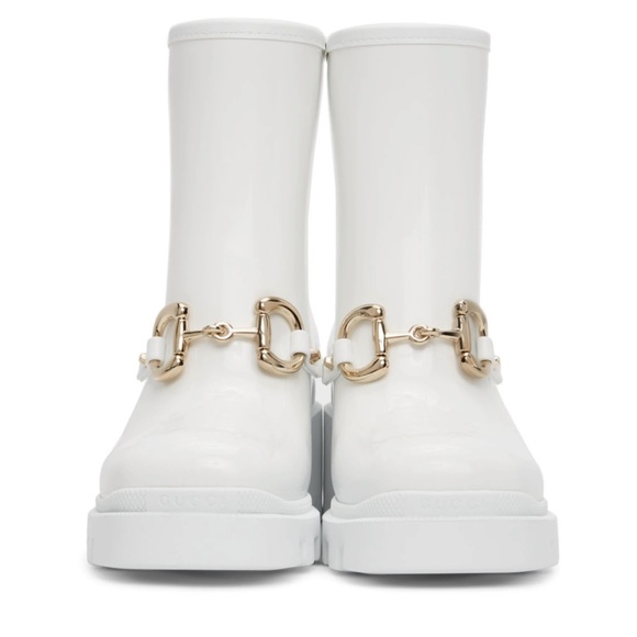 Gucci | Shoes | Gucci Short White Rubber Horsebit Boots | Poshmark